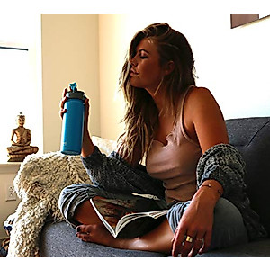 EcoVessel Perk Vacuum Insulated Coffee Tumbler and Tea Bottle, 16oz Stainless Steel Travel Infuser with Strainer and Push-Button Lid