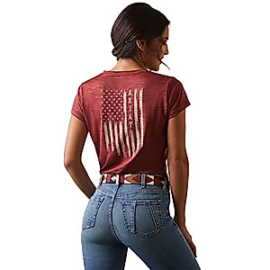 ARIAT Women's Laguna Patriot T-Shirt, Pomegranate, Size X-Small