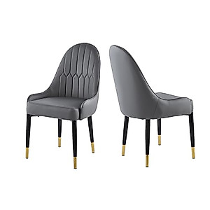 Wycian Sofa Desk Chair, Dining Set Boho 2PCS Grey Pu Leather Capacity 330LB 23.03" L 20.47" W 36.22" H Living Room Bedroom Dining Rooms Garden