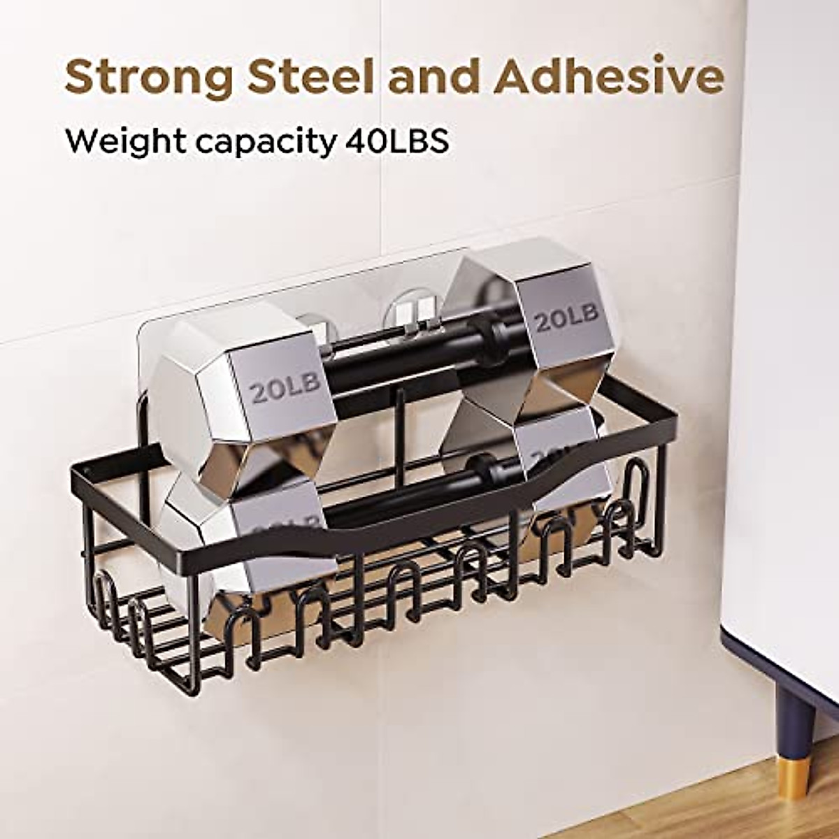 Shower Caddy 5-Pack, Adhesive Shower Shelves, Bathroom Shower Caddies, Large Shower Storage for Inside Shower Organizer Stainless Steel Rustproof Bathroom Organizer, Wall Mounted Shower Accessories