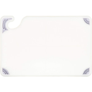 San Jamar Saf-T-Grip Plastic Cutting Board with Safety Hook, 6" x 9" x 0.375", White