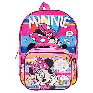 Minnie Mouse Backpack Combo Set - Disney Minnie Mouse Girls' 4 Piece Backpack Set - Backpack & Lunch Kit (Pink)