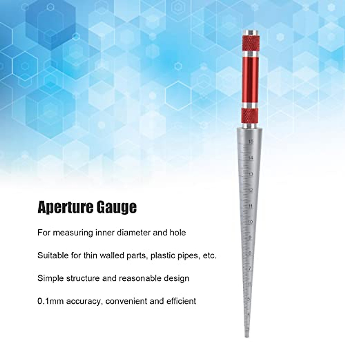 Aperture Gauge, Stainless Steel Conical Inner Diameter Inspection Measurement Tool 3‑15mm Used to Measure the Inner Diameter and Hole of Thin Walled Parts