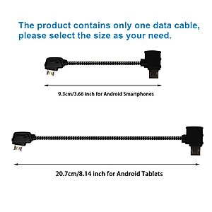 Hanatora 8.14 Inch Micro AB to Standard Micro USB Remote Controller Cable for DJI Mavic Mini,Mini SE,Mavic 2 Pro/Zoom,Mavic Air,Mavic Pro Platinum,Tablet Android Cord(Standard Micro USB Connector)
