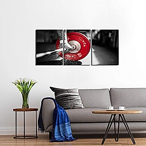 3 Piece Weightlifting Canvas Wall Art Painting Gym Training Poster Prints on Canvas Black White and Red PicturesBlack White and Red Pictures Art for Bedroom Bathroom Home Wall Decor Easy To Hang 12"x16"x3pcs