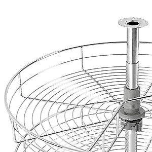 Fetcoi 2 Tier Kidney Chrome Lazy Susan, 28” Kitchen Base Cabinet Corner Organizer, 270° Rotating Blind Corner Wire Cabinet Mounted Rotating Storage Rack for Kitchen Storage