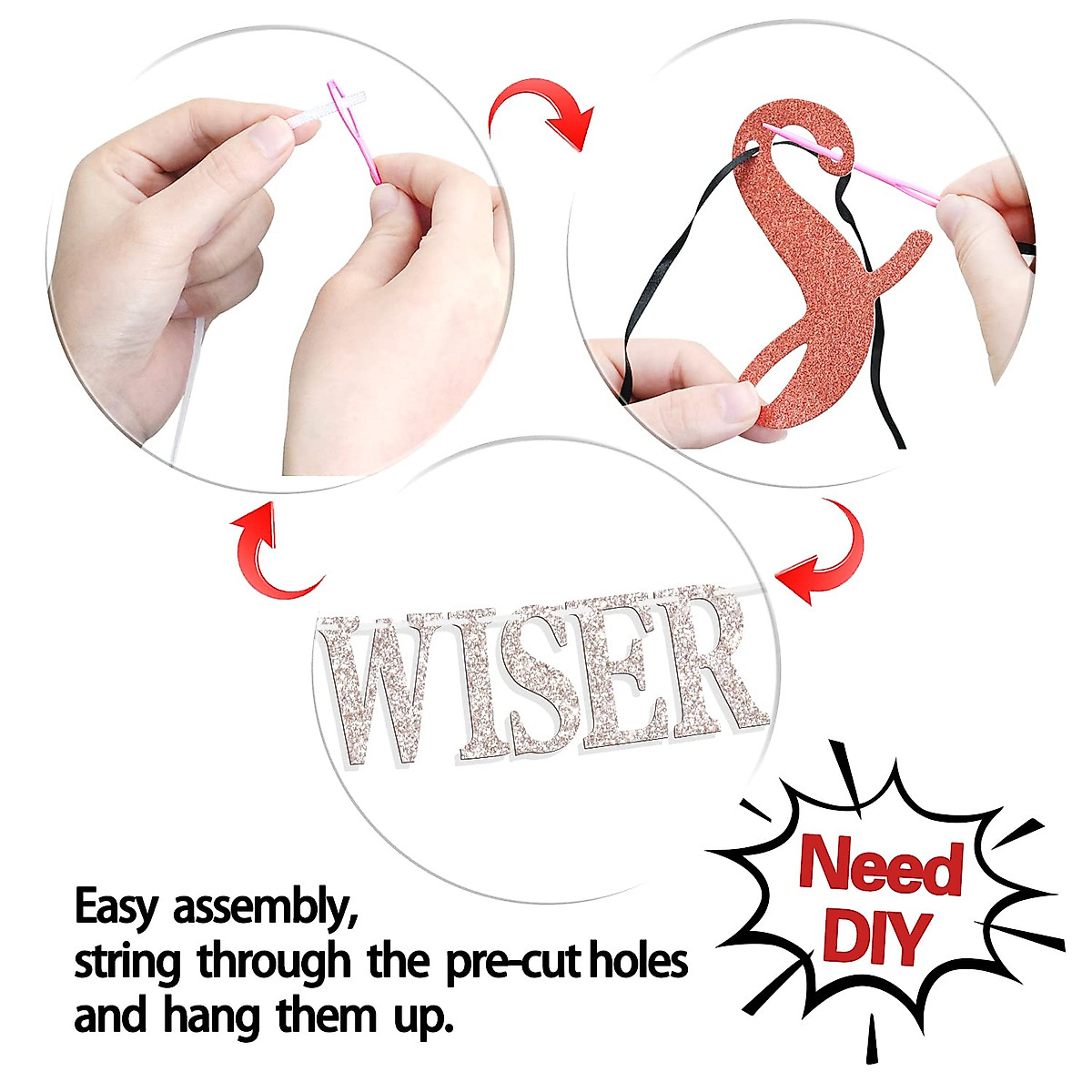 Rose Gold Glitter Older Wiser Hotter Banner, Death to My Youth 30th Birthday Banner Decorations, Funny 30th Birthday Party Decorations for Women