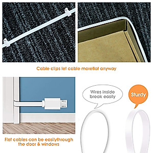 30FT Flat Power Extension Cable for Wyze Cam v4/v3/OG/v3 Pro, Blink Mini, Kasa Indoor, Blink Mini Pan, SimpliSafe, 9m Long Micro USB Charging Cord with 5V 2A Adapter(Not for Wyze Pan v3)