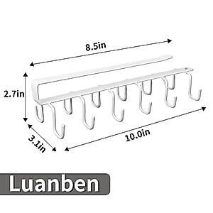 Luanben 2 Pieces White Cabinet Mug Hooks 24 Pieces Double Row Hooks, can Hang Coffee Cups/Cup Holders Under Kitchen cabinets/Hand Towels/Scarves/Ties, etc., no Need to Drill Holes (2 pcs, White)