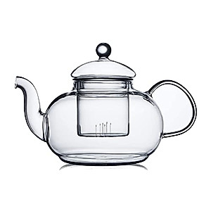 CnGlass 33.8oz Glass Teapot with Removable Infuser,Stovetop Safe Tea Kettle,Blooming & Loose Leaf Tea Pot