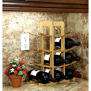 Oceanstar WR1149 12-Bottle Natural Bamboo Wine Rack , Red