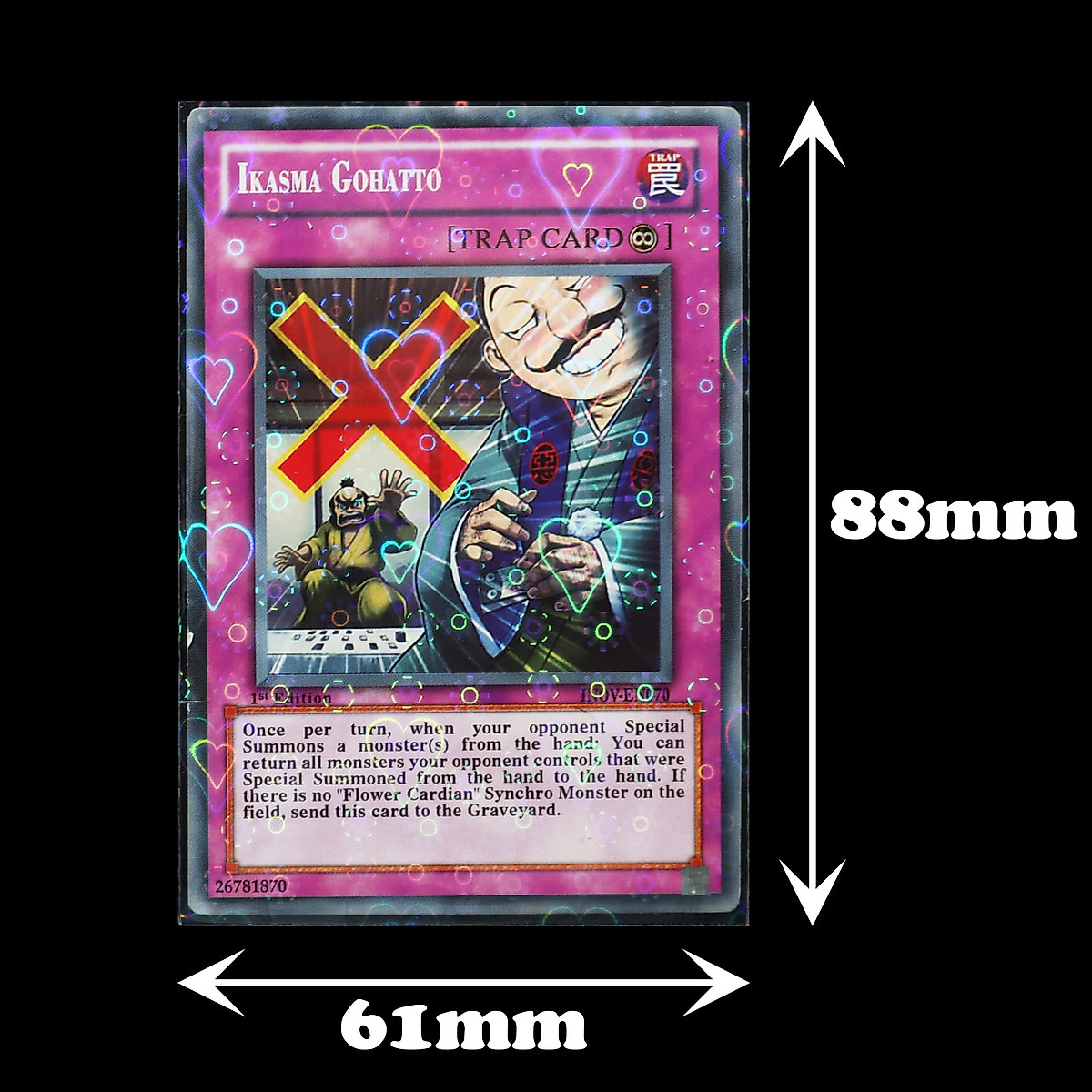100PCS Holographic Card Sleeves for Japanese Sized Cards YGO Card Protectors (61x88mm, Hearts)