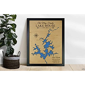 Personalized House Decor Wood Lake Map of Any Lake - Customized Handmade Gifts for Lake House Wall Decor