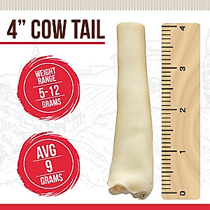 Best Dog Chews Cow Tails - 100% Natural No Steroids, No Additives -Rawhide and Odor Free Dog Treats Grass Fed Support Dental Health for All Breed Sizes Dogs and Puppies 4 inch (20 Count)