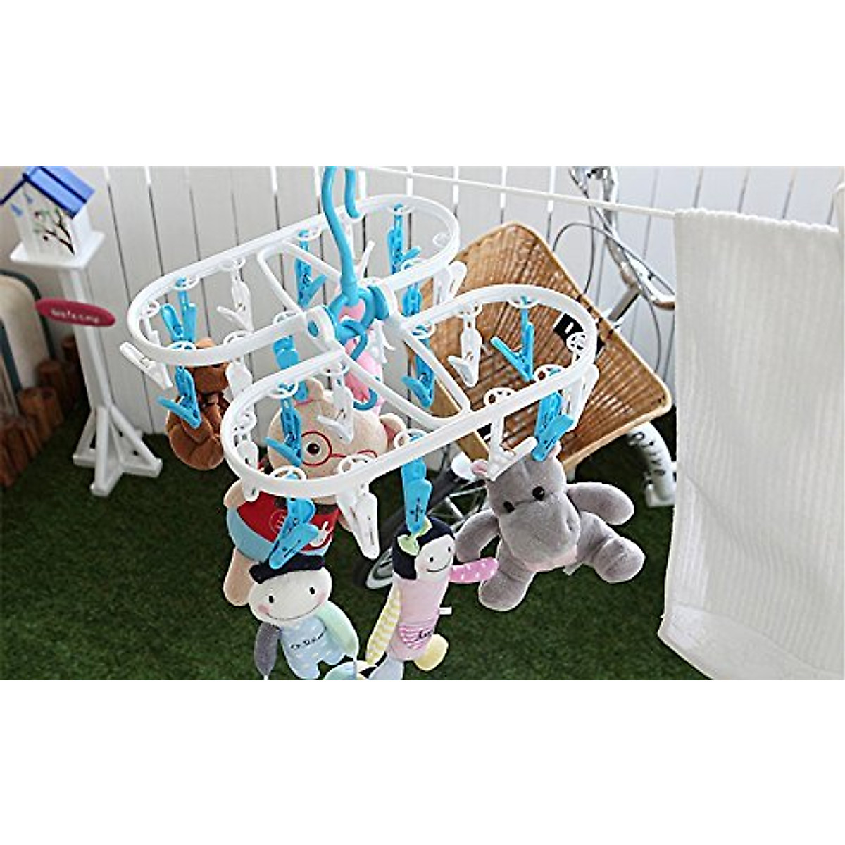 MONSTA Living Laundry Drying Rack Dry Clothes Hanger with 24 Clips - Compact Portable Outdoor Indoor Clothesline Replacement to Dry Clothing with Clips (Hanger with 24 Clips)