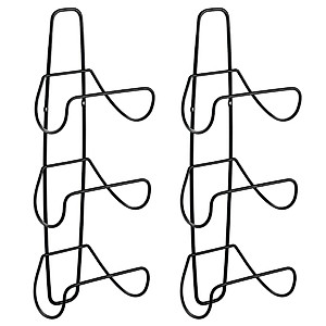 mDesign Metal Wall Mount 3 Level Bathroom Towel Rack Holder & Organizer - for Storage of Washcloths, Hand Towels - Use in Guest, Master, Kid's Bathrooms - 2 Pack - Black