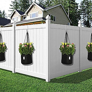 ESFUN 6 Pack 2 x 6 inch Vinyl Fence Hooks Patio Hooks White Powder Coated Steel Hangers fits Easily for Indoor & Outdoor Hanging Lights, Plants & Planters, Bird Feeder, Pool Equipment