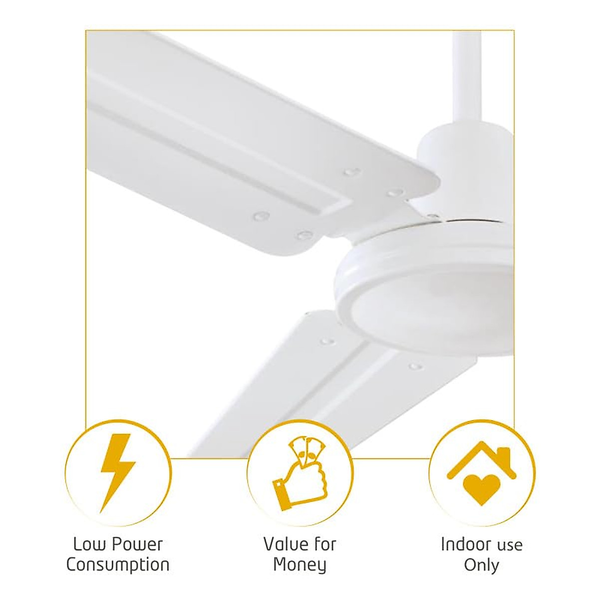 Ciata 2 Pack Garage Ceiling Fan, Shop Ceiling Fan, Commercial Ceiling Fan, Industrial 56 Inch Three Blade Indoor Ceiling Fan, with White Steel Blades in White Finish