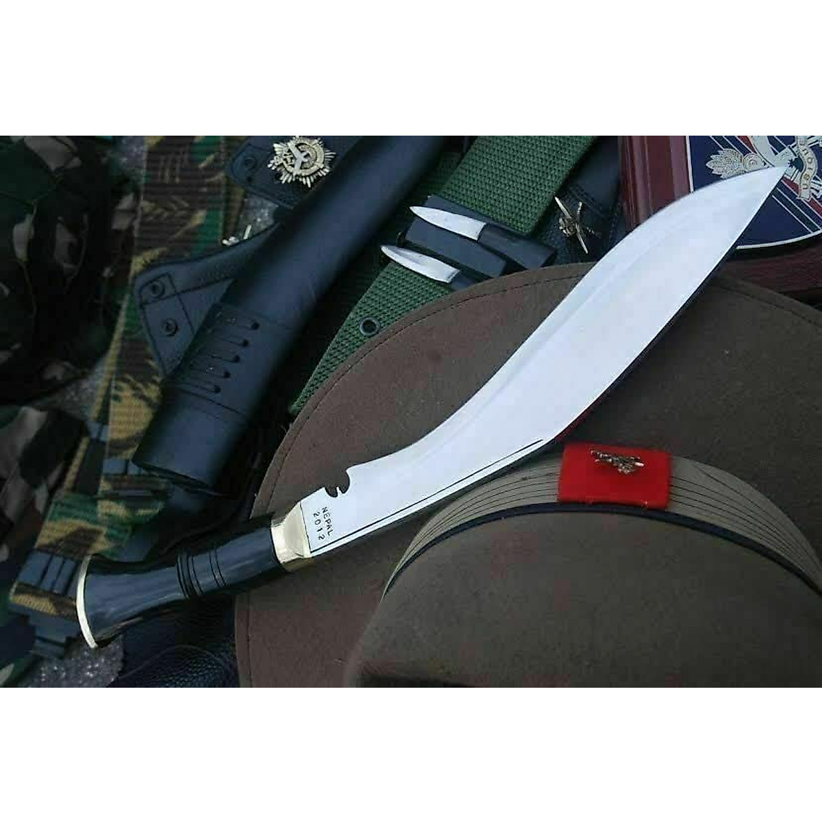 Authentic Official Issued Kukri - Traditional Hand Forged Blade Khukuri - Service No.1 Standard Size - EGKH Factory Outlet in Nepal - Ready to use - Balance water tempered - High Carbon Steel