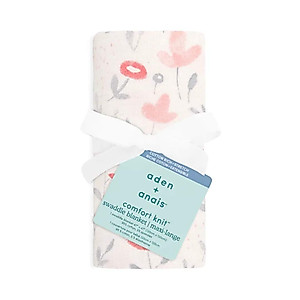 aden + anais Comfort Knit Baby Swaddle Blanket for Newborn Girl and Boy, Super Soft Cotton with Spandex, Versatile Stroller Cover, Burp Cloth, Nursing Shield, 47 x 47 Inch, Perennial