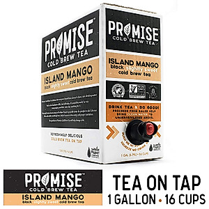 Promise Beverages Slightly Sweet Island Mango Cold Brew Tea On Tap (1 Gallon / 128 fluid ounces) Rainforest Alliance Certified Bag In Box Liquid, Ready To Drink Sweetened with Stevia