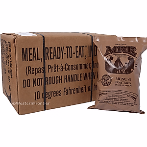 MRE A-Menu Case, 2018 Inspection Date Military Meal-Ready-to-Eat. Case of 12 Genuine US Military Surplus MREs with A Case Menu Selections.