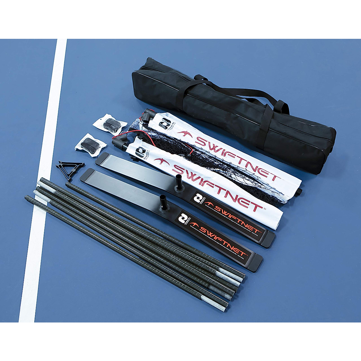 SwiftNet 2.1 Portable Pickleball Net System - High Tension, Lightweight Carbon Fiber Alloy Frame for Casual and Tournament Pickleball - Perfect to Carry Anywhere