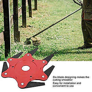 Trimmer Head Lawn Mower Head Accessories, 6 Teeth Trimmer Head Garden Tool Brush Cutter Cutting Head Blade Razors Lawn Mower Garden Grass Eater Brush Cutter (Red)