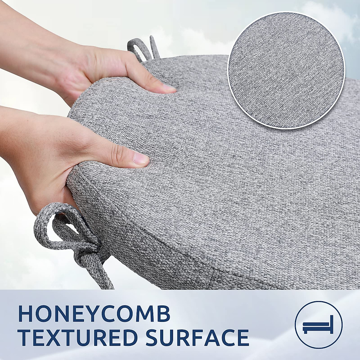 DZ Aimier Chair Cushions for Dining Chairs Memory Foam Non Slip Seat Cushions for Kitchen Chairs with Ties, Machine Washable Cover Chair Pads (Grey, 4)