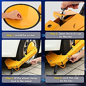 Hurbo Wheel Lock Clamp Adjustable Tire Boot Lock Anti-Theft Lock Clamp Boot Tire Claw for Parking Car Truck RV Boat Trailer