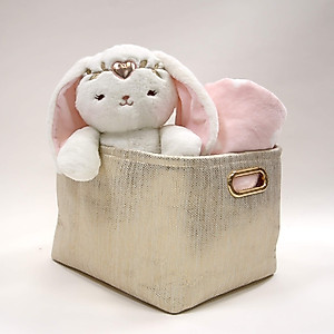 Lambs & Ivy Confetti Plush Pixie Bunny, Pink/Gold, 10 inches