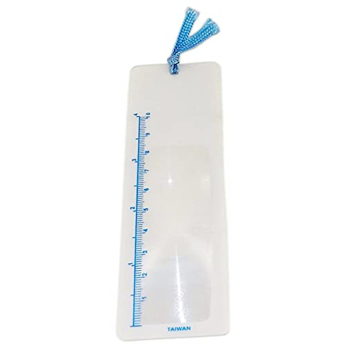 Magnifying Bookmark - Magnifying Glass Bookmark for Reading - Bookmark Magnifier with 4" Ruler, Decorative Ribbon, Blue - Lot of 6