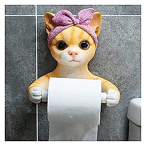 TOWEL BAR RACK Roll Holder Paper Holder Toilet Paper Holder Cartoon Hairband Cat Bathroom Toilet Paper Roll Holder Wall Mount Resin Cute Adhesive Toilet Paper Dispenser With Elastic Rod For Kitchen Li