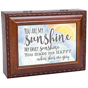 Cottage Garden You are My Only Sunshine Happy Woodgrain Keepsake Music Box Plays You are My Sunshine