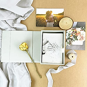 Handmade Linen Storage Box for Photos,4"X6" Keepsake Photo Memories Craft Jewelry office supplies Storage Case Holds Up to 100 Prints,Wedding Photographer
