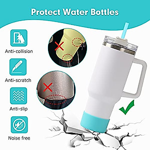 6 Pack Silicone Replacement Straws for Stanley Adventure Quencher 40oz Travel Tumblers, Reusable Straw with 2 Silicone Bumper Boot for Stanley, Compatible with Stanley 40oz Cup Accessories, BPA Free