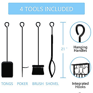 KLOLKUTTA Firewood Rack Indoor with Fireplace Tools Set,Large Fire Wood Racks Lumber Storage Logs Bin Heavy Duty Wood Stacker Stand Tools Accessories(29.5"x11.8"x23.6")