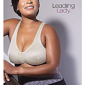 Leading Lady Marlene Front-Closure Wireless Leisure Bra - Comfortable Plus Size Bras For Women (Beige)