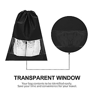 YAMIU 12PCS Shoe Bags for Travel - Large Dustproof Drawstring Shoes Pouch Packing Organizers for Men & Women, Black
