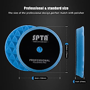 Polishing Pads, 5Pc 6 Inch 150mm Orbital Buffer Polisher Pads and 1Pc Microfiber Buffing Pads, Foam Polish Pad for Compounding, Polishing and Waxing, for 6''/150mm Backing Plate Car Polisher -TPPMIX