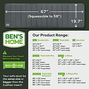 BEN'SHOME® Durable Cushion Support Insert [19.7" x 58-67"], Upgraded Sofa Saver Board for Sagging Couch Pillows. Fix & Prevent Sagging Seats, Extra Strong, Dense & Thick | 0.4"