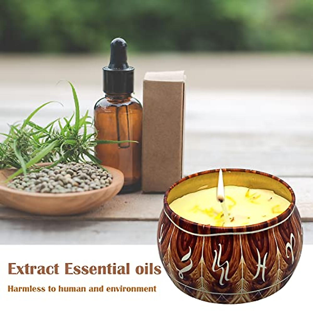 Orentas, Scented Candles Gift Set, Pure Natural Soybean for Aromatherapy Wax,Travel Tin Candles for Home Meditation, 4 Packs, 4.4oz (Chamomile/Vanilla/Lemongrass/Rose), Mother Day's Gift