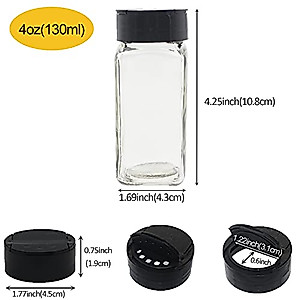 BPFY 12 Pack 4oz Glass Spice Jars With Shaker Lids, Square Spice Bottles, Chalk Labels, Pen, Silicone Collapsible Funnel, Spice Containers For Kitchen Cabinet