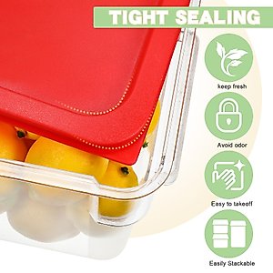 Maxcheck 4 Pcs 4Qt Food Storage Container with Lids Set Square Clear Commercial Containers with Scale and Handle Space Saving for Home Kitchen Restaurant Proof Dough Marinating Meat (Green)