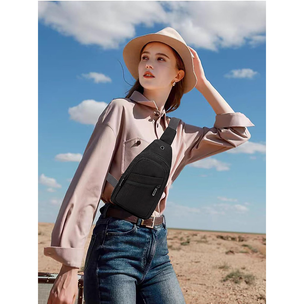 EVANCARY Small Crossbody Sling Bag Sling Backpack, Chest Bag Daypack Fanny Pack Cross Body Bag for Travel Outdoors Hiking