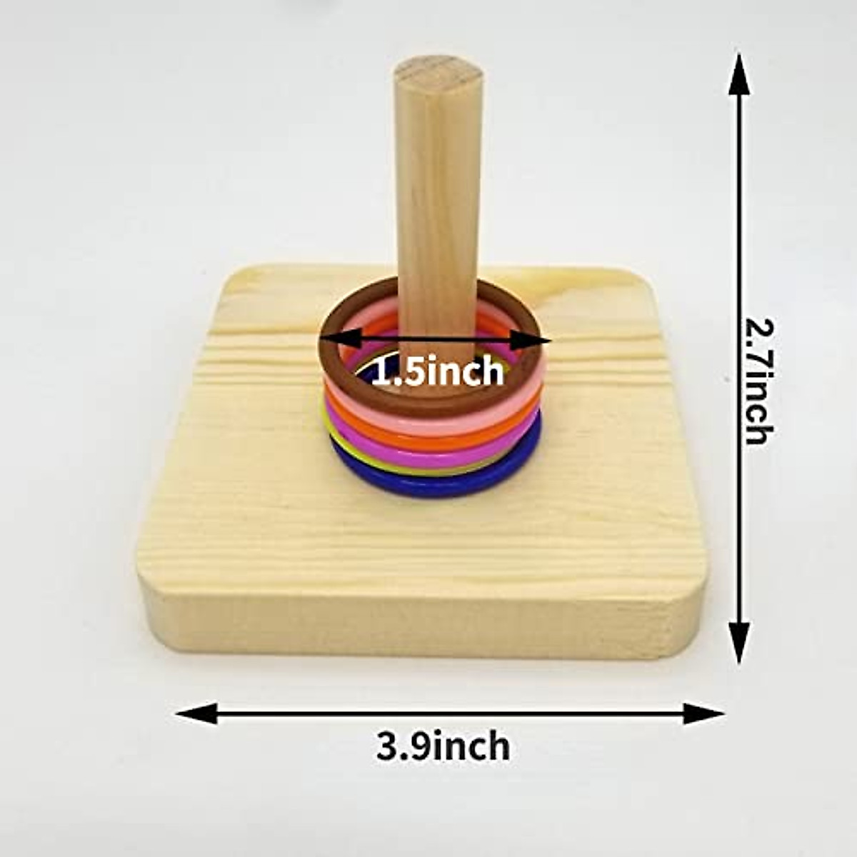 YANQIN Parrot Trick Training Toys, Bird Tabletop Toys, Training Stacking Color Ring Toys Sets for Small and Medium Birds Parrots Budgie Cockatiel Parakeet (with 6 Rings)