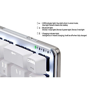 EPOMAKER AJAZZ ZINC 68 Keys Bluetooth Wireless/Wired Gaming Mechanical Keyboard, with Aluminum Zinc Alloy Frame, White Backlight, 300 Hours Standby Time (Cherry Red Switch, White)