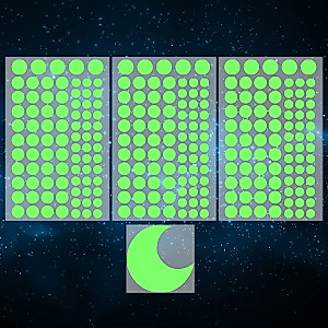 Glow Dots Star and Moon,Glow in The Dark Stars Wall Stickers, 252 Dots in 3 Sizes for Ceiling/Walls,Perfect for Kids Birthday Gift, Beautiful Wall Decals for Any Room, Bright and Realistic