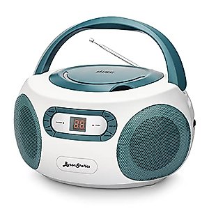 Byron Statics Portable CD Boombox with AM/FM Radio, Top Loading CD, 1W RMS x 2 Stereo Speaker, Aux-in Jack, LCD Display, AC110-120V Operated (KBB-250)