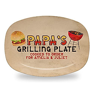 Personalized Barbecue Grilling Plate Custom Christmas Gifts for Dad Custom BBQ Grill Platter Daddy's Grilling Plate Gift Ideas for Grandfather Serving Trays Serving Plates for Fish Dish, Steak